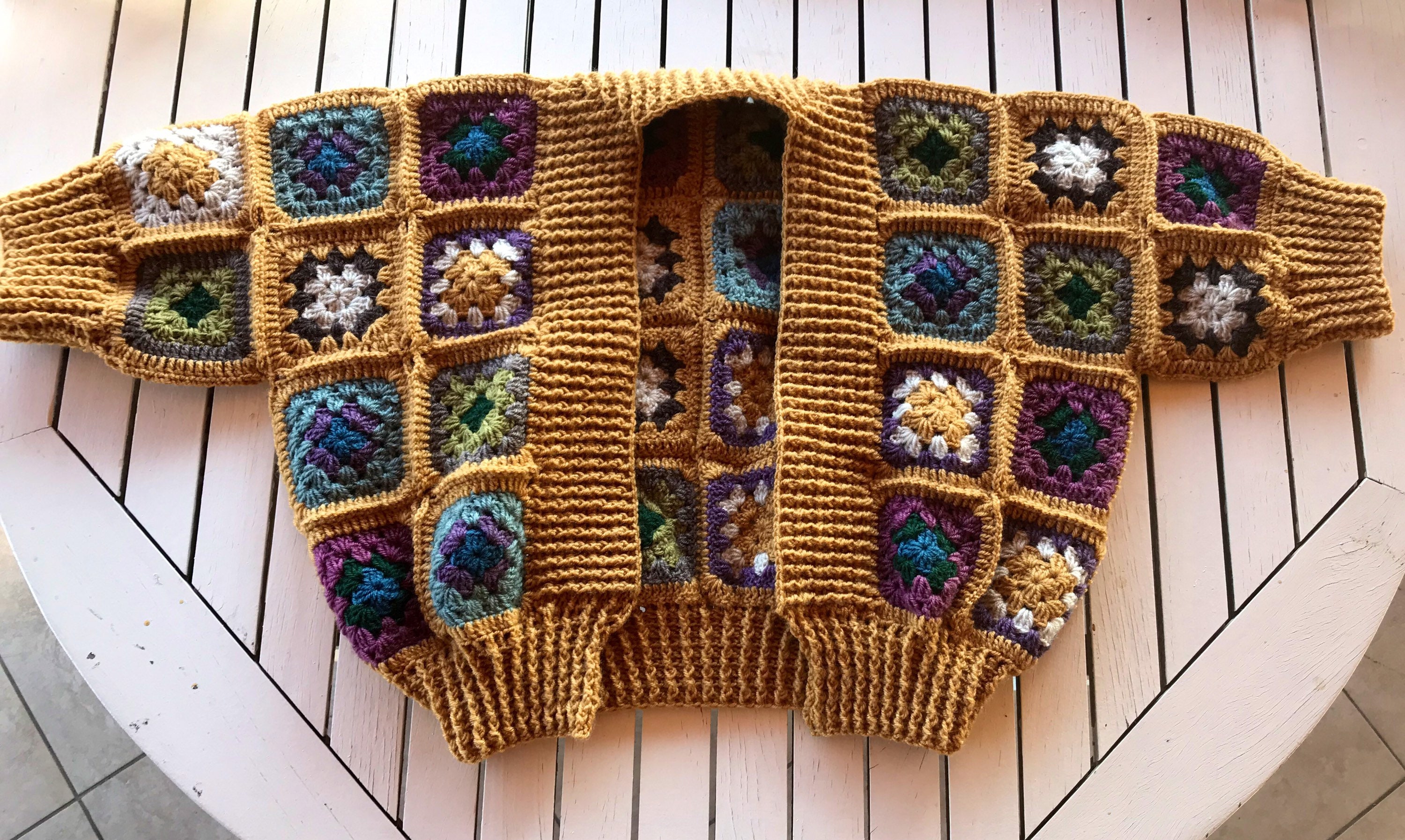 Patchwork Crop Sweater, Granny Square Crochet Afghan Short Sleeve ...