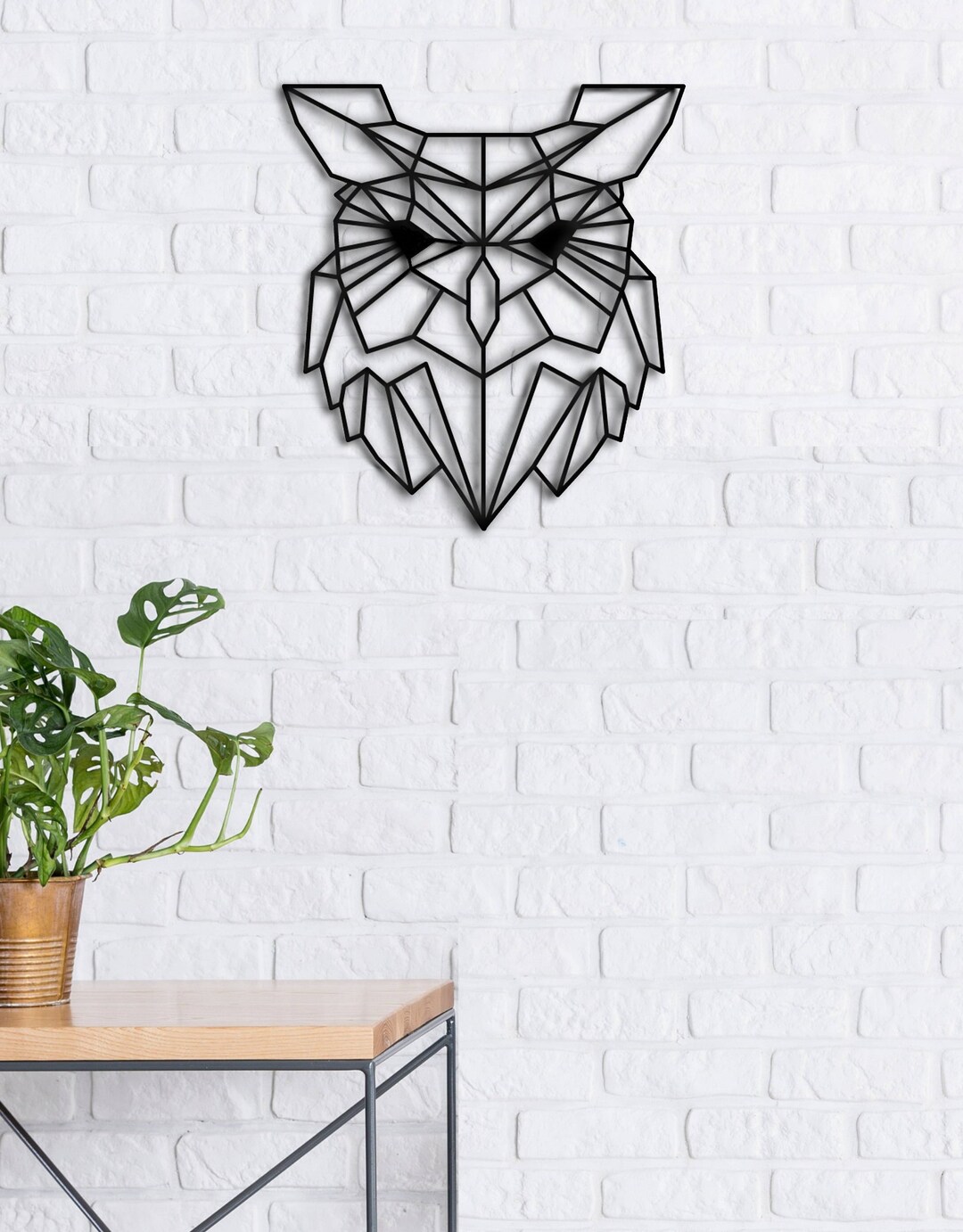 Geometric Wooden Owl Decoration, Wall Decoration, Wood, Modern ...