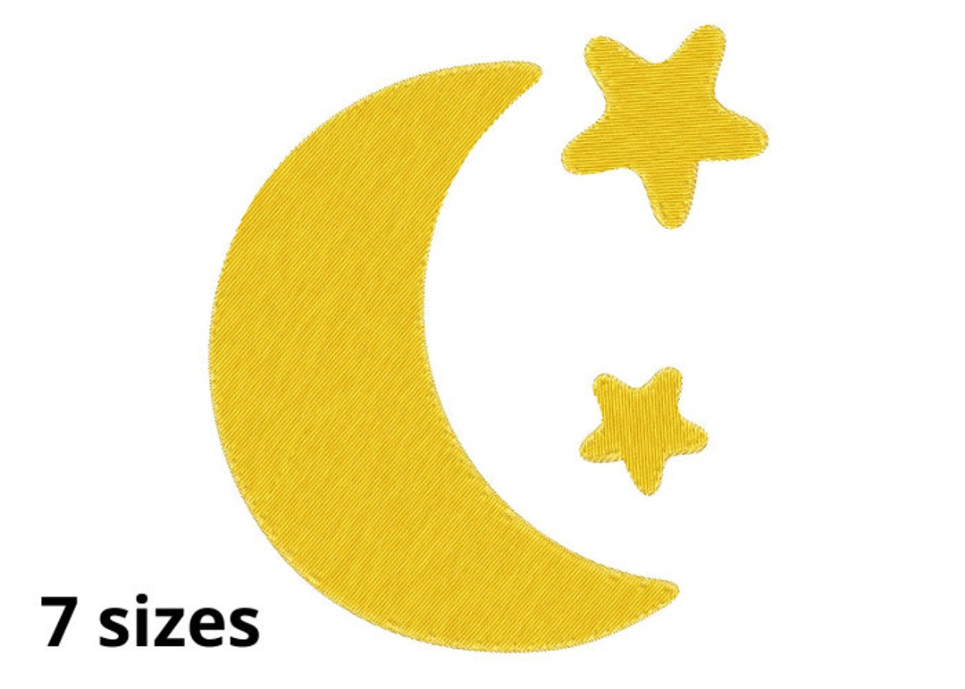 Moon Embroidery Design, 7 Sizes, Moon and Stars Embroidery, Cloud ...