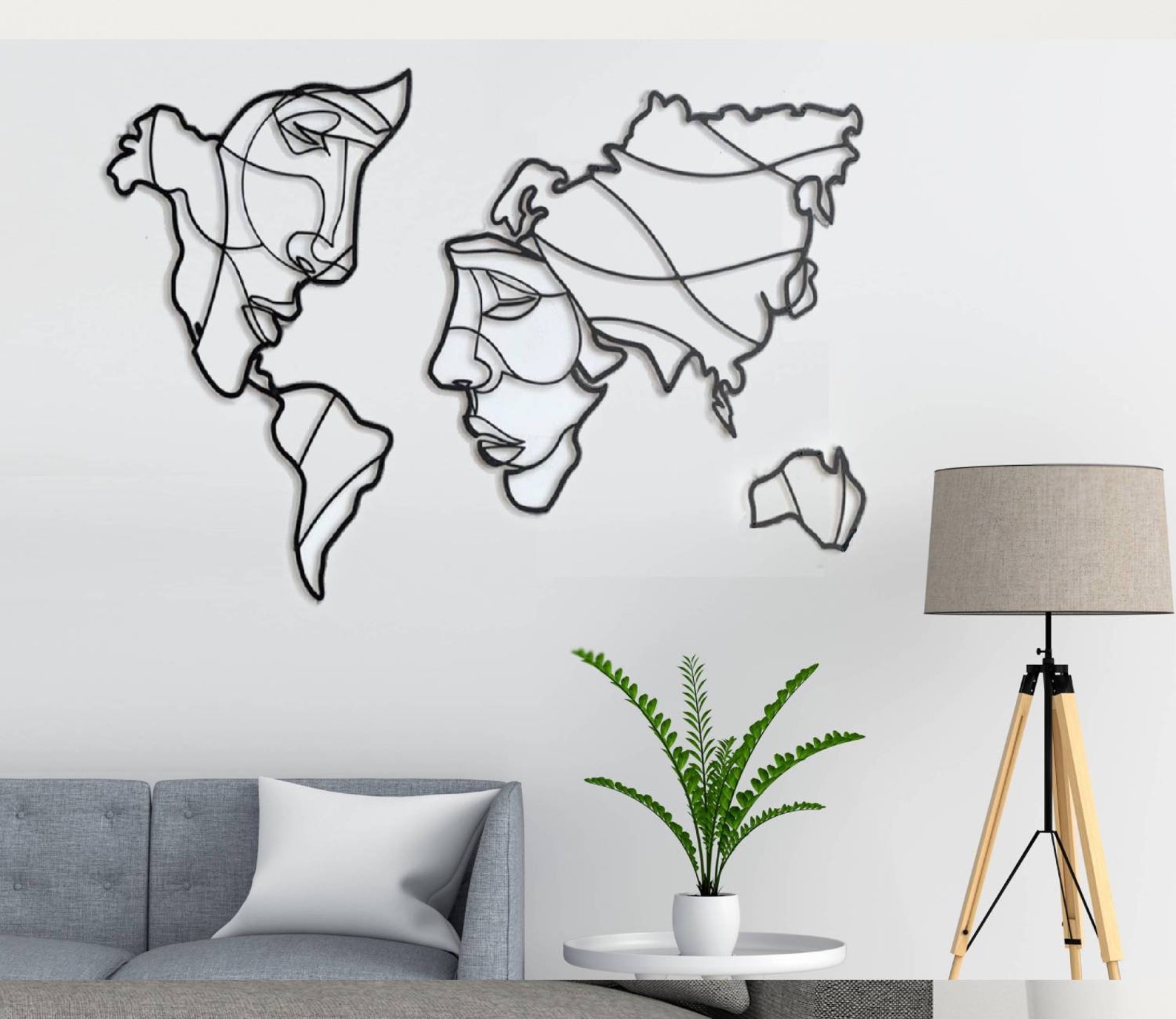 Large Faces of World Map Decoration Wooden World Map Wall - Etsy