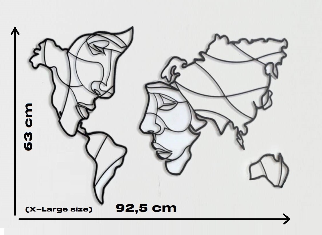 Large Faces of World Map Decoration Wooden World Map Wall - Etsy