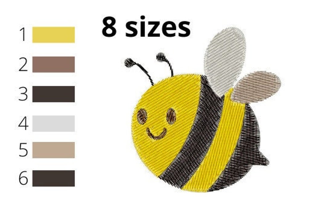 Bee Embroidery Design, 8 Sizes, Cute Bee Embroidery, Bee Embroidery ...