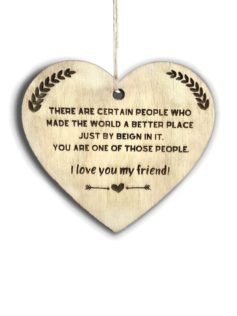 Friendship Plaque, Wooden Hanging Heart Plaque, Gift for Your Best ...