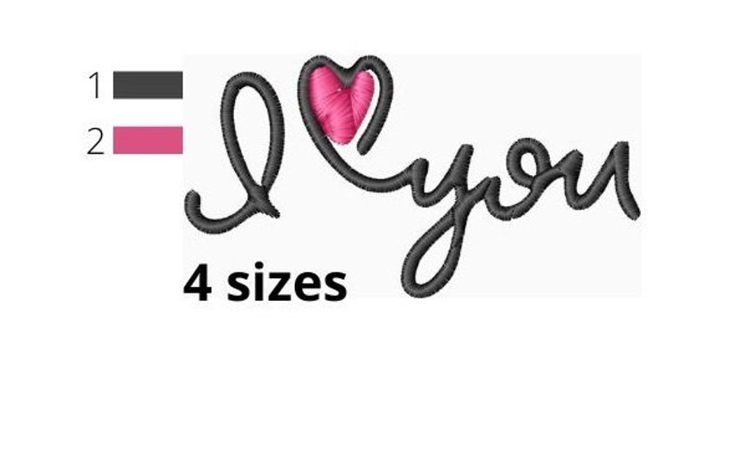 Loveyou Embroidery Design, 4 Sizes, Loveyou Embroidery, Love Embroidery ...