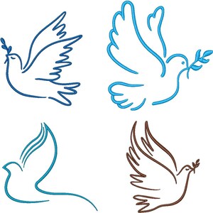 Dove Embroidery Design: Set of 4 Birds (instant Download) - Etsy