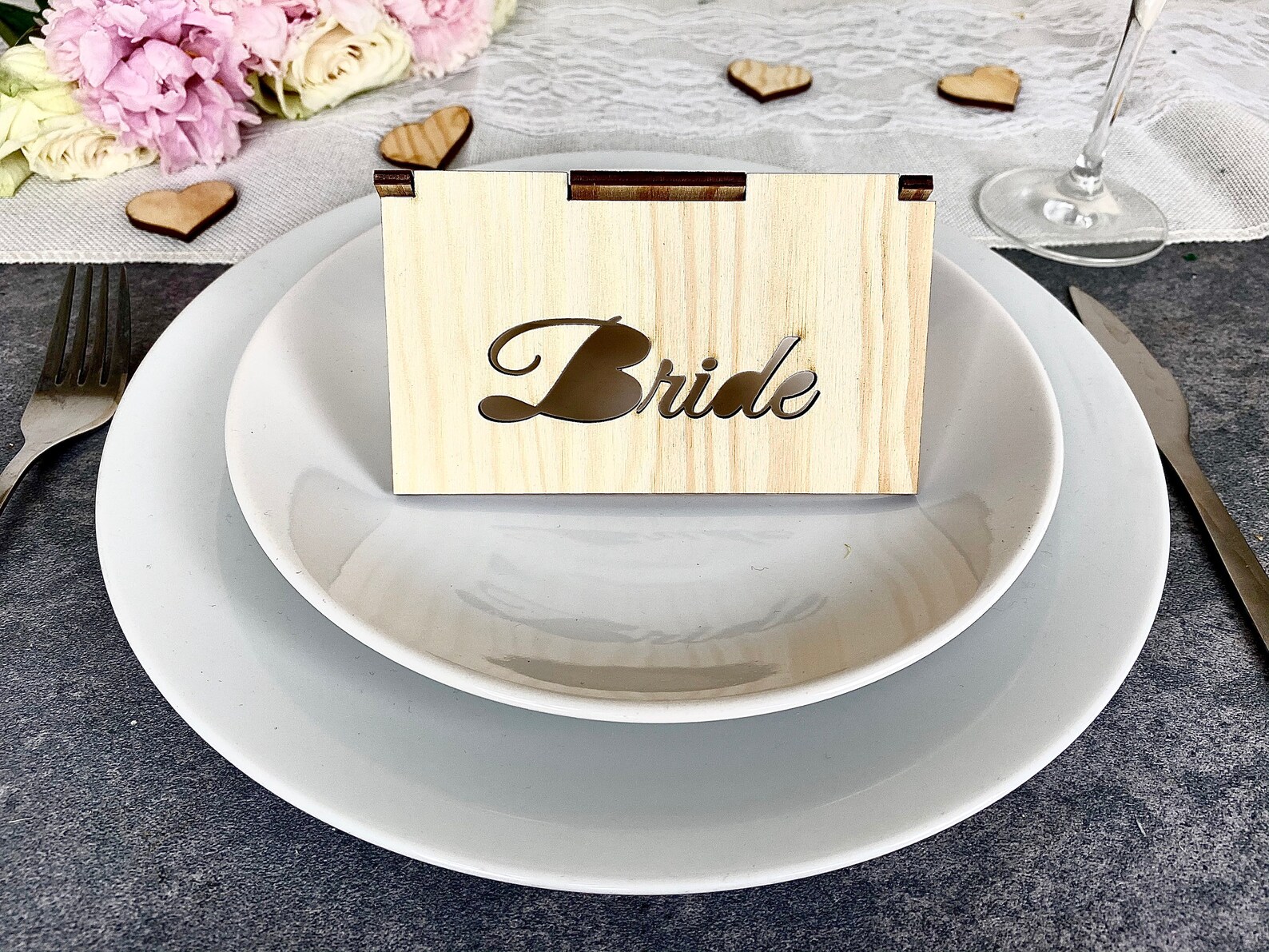 Bride Wooden Wedding Nameplate Names on the Wedding Table - Etsy