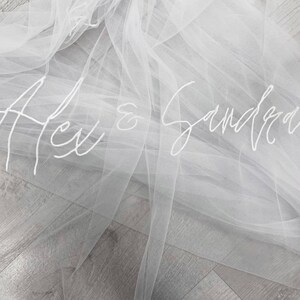 Personalised Veil With Embroidery, Custom Veil With Phrases, Words ...
