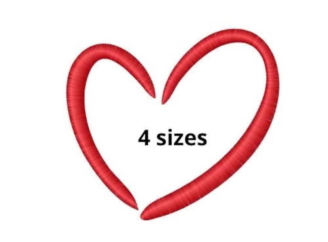 Heart Embroidery Design: Simple Outline in 4 Sizes (instant Download ...