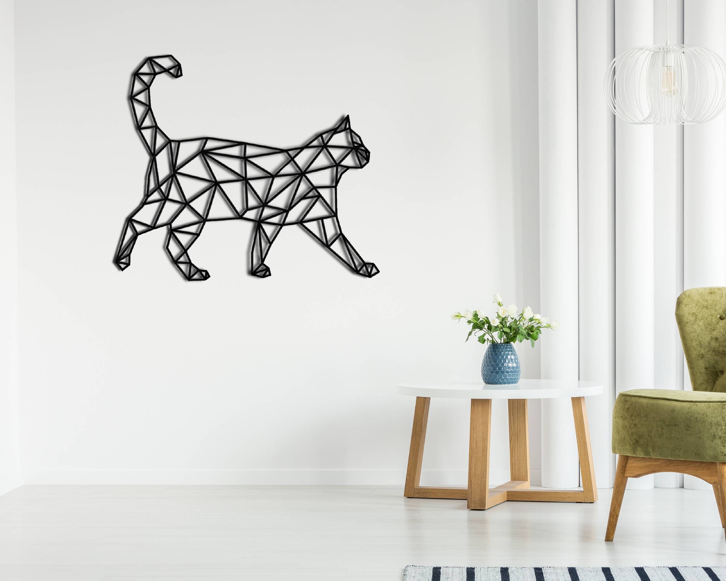 Cat Wall Decoration Wooden Cat Large up to 100 Cm Geometric - Etsy