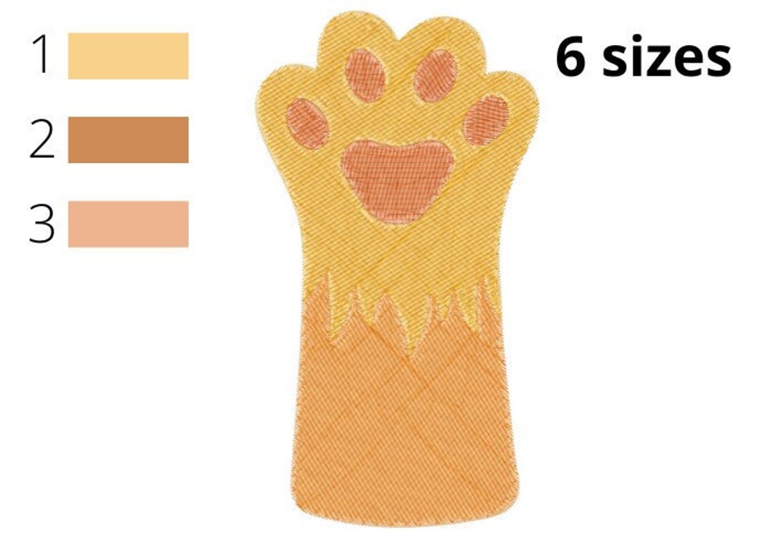 Paw Embroidery Design, 6 Sizes, Dogs Paw Embroidery, Cat Paw Embroidery ...