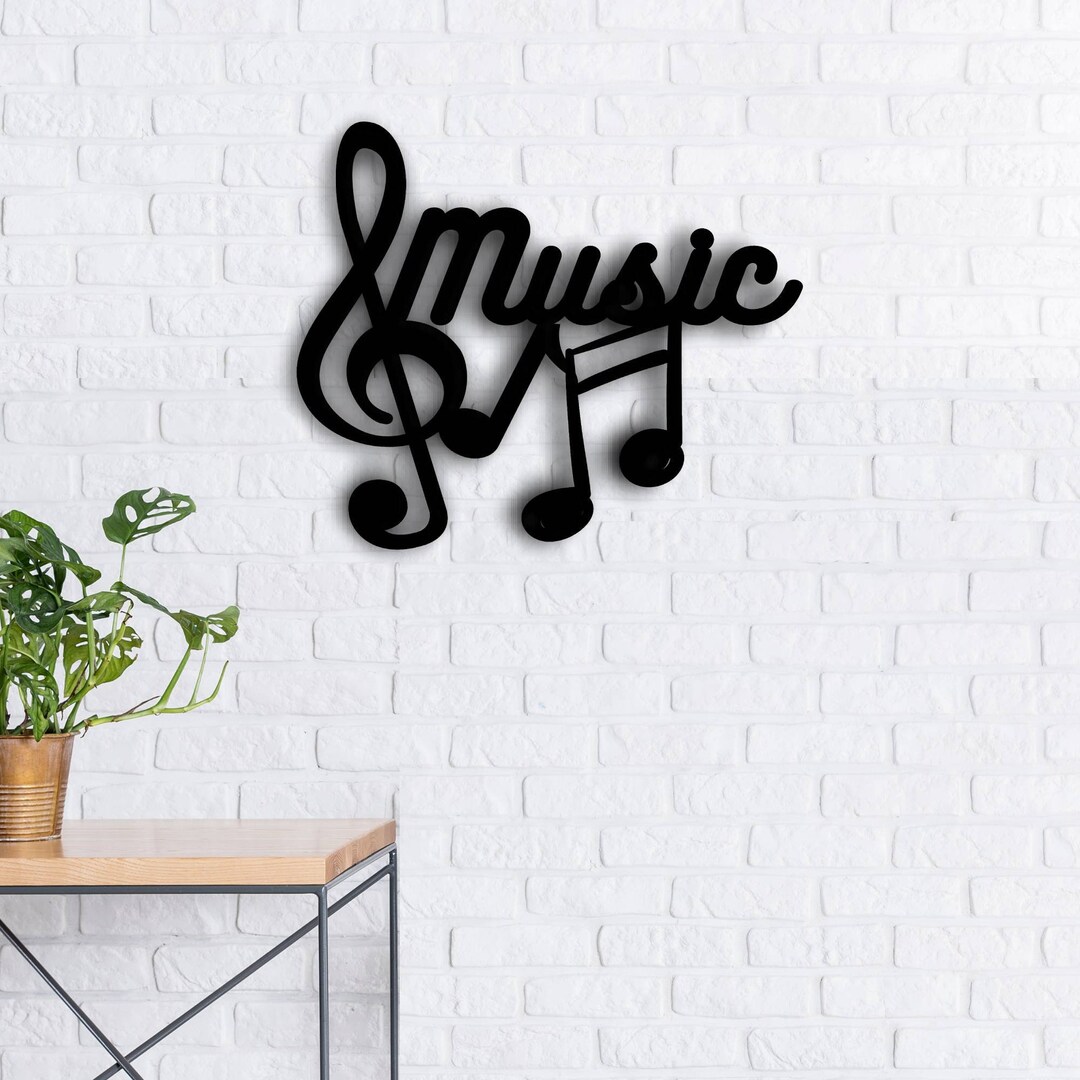 Geometric Wooden Music Notes Decoration, Wall Decoration, Wood, Modern ...