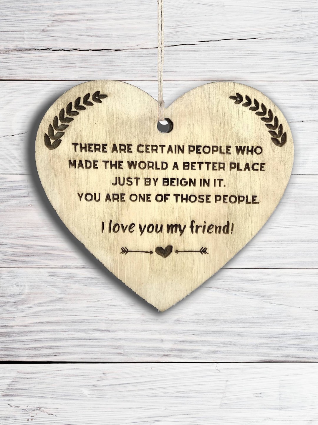 Friendship Plaque, Wooden Hanging Heart Plaque, Gift for Your Best ...