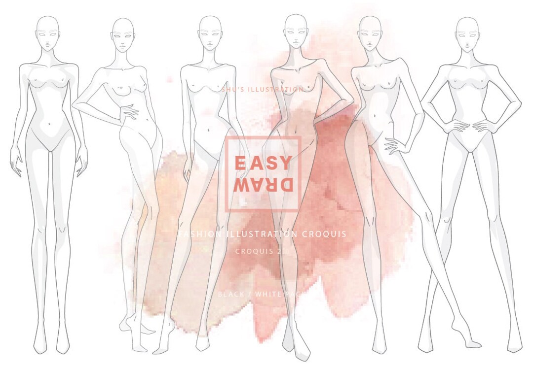 16 Adjustable Poses Female Fashion Design Croquis - Jimy Illustration ...