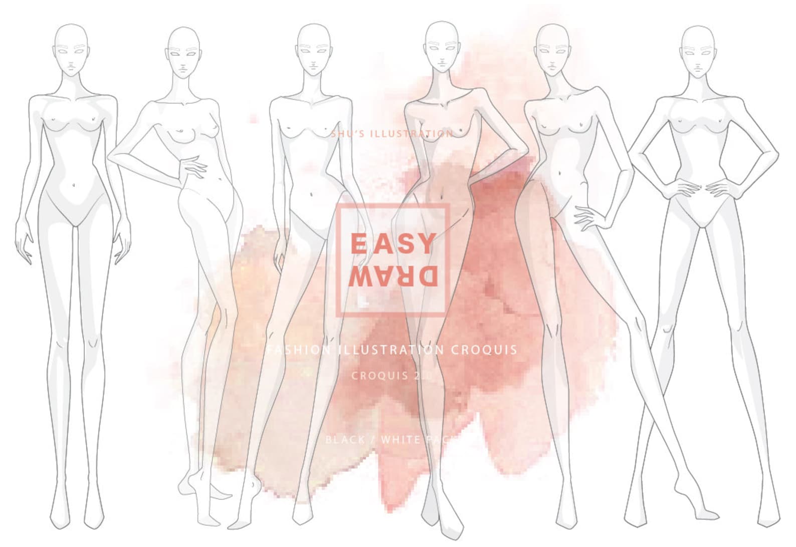 16 Adjustable Poses Female Fashion Design Croquis - Jimy Illustration ...