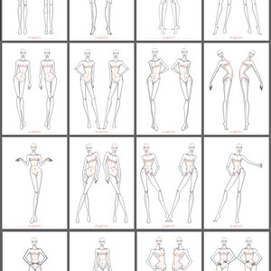 16 Adjustable Poses Female Fashion Design Croquis - Jimy Illustration ...