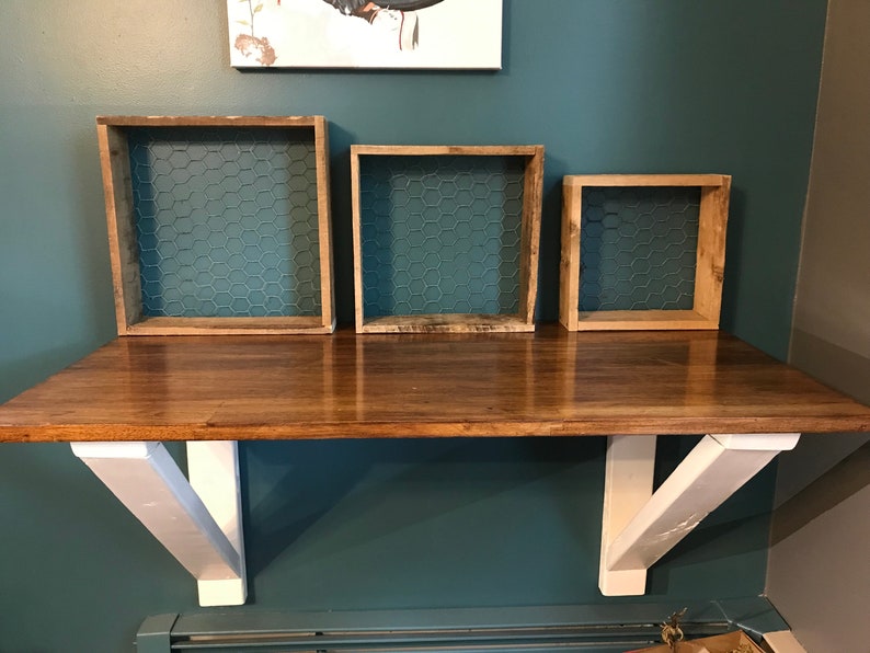 Floating Rustic Wall Shelves Reclaimed Farmhouse Wood Chicken Wire ...