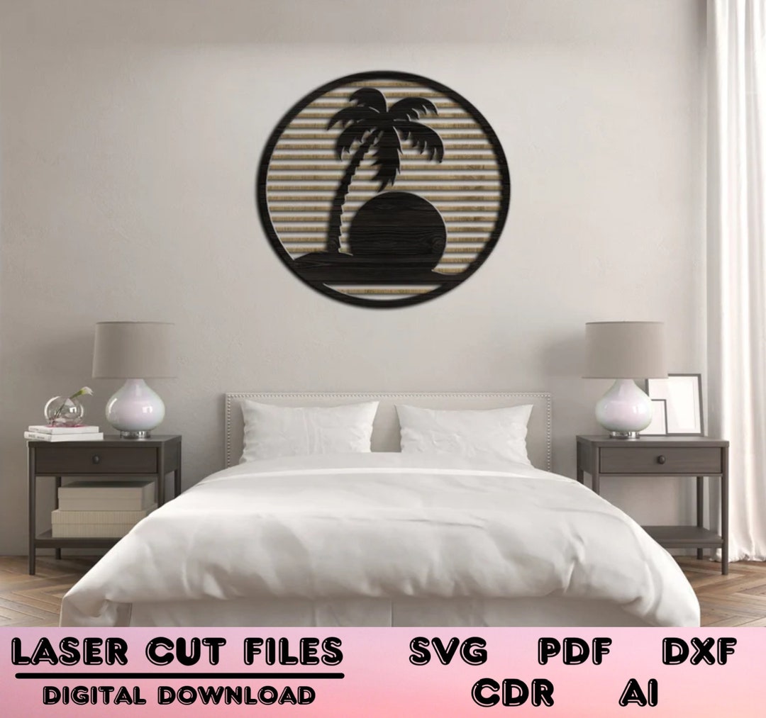 Palm Tree Svg, Palm Tree Pdf, Palm Tree Dxf, Sunset Svg, Sunset Pdf ...