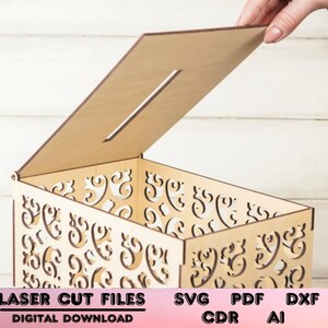 Wedding Card Box Svg, Wedding Card Box Pdf, Wooden Card Box Svg, Wooden ...
