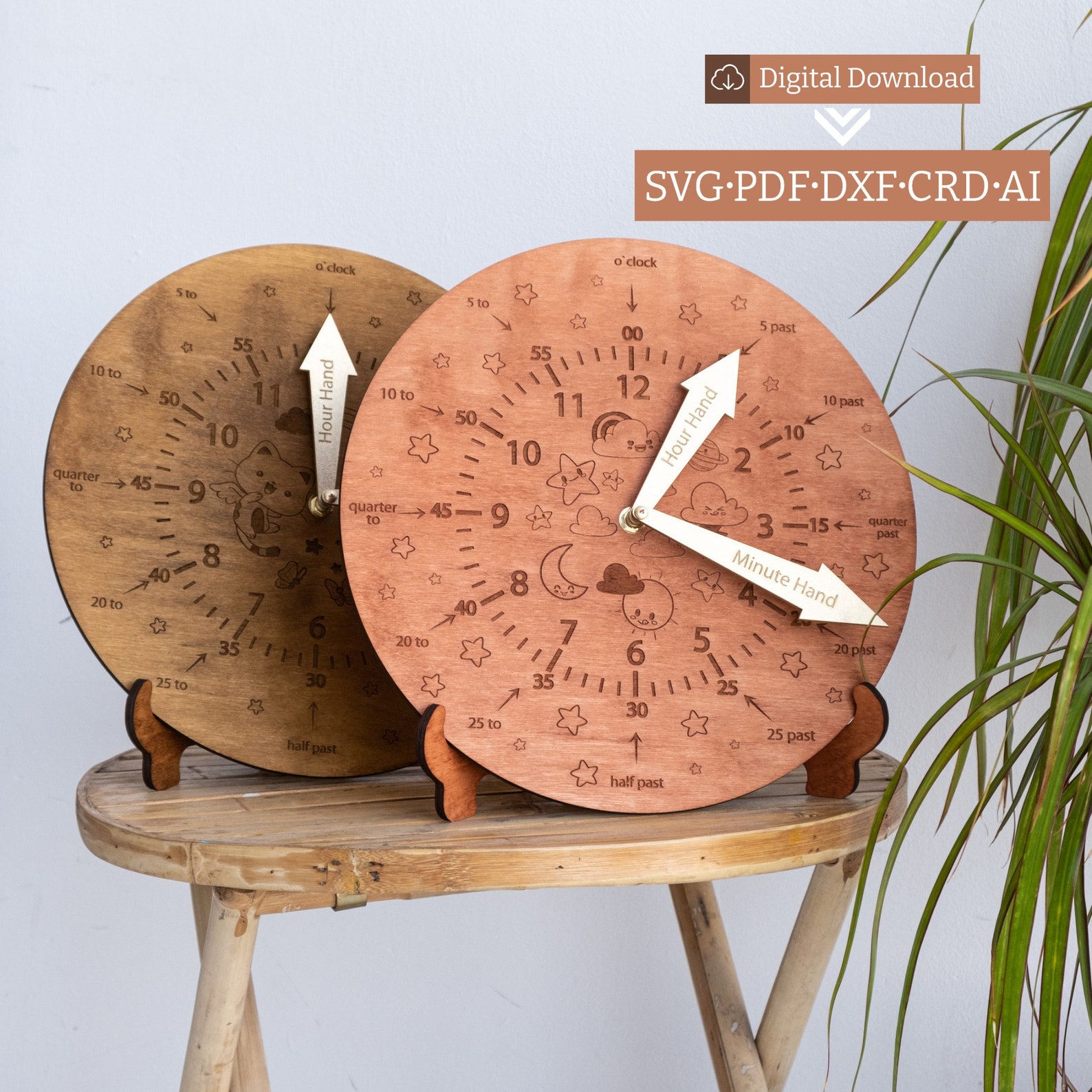 Kids Clock Learning Laser Cut, Kids Clock Learning Svg, Clock Learning Laser Cut, Educational ...