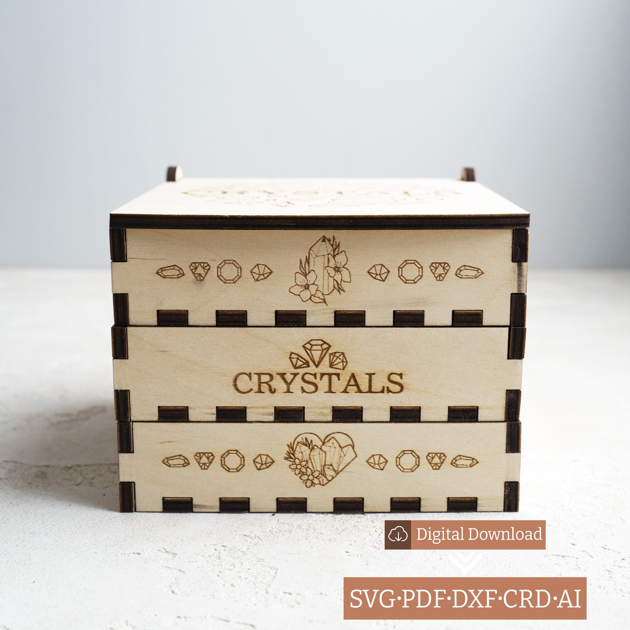 Crystal Box Laser Cut File Crystal Stone Box Pattern Crystal - Etsy