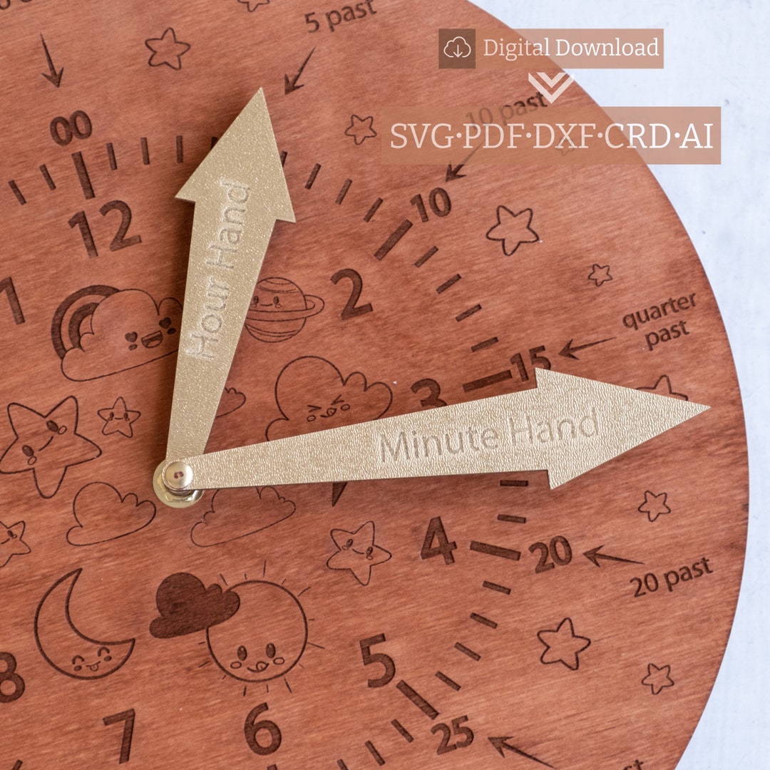 Kids Clock Learning Laser Cut, Kids Clock Learning Svg, Clock Learning ...