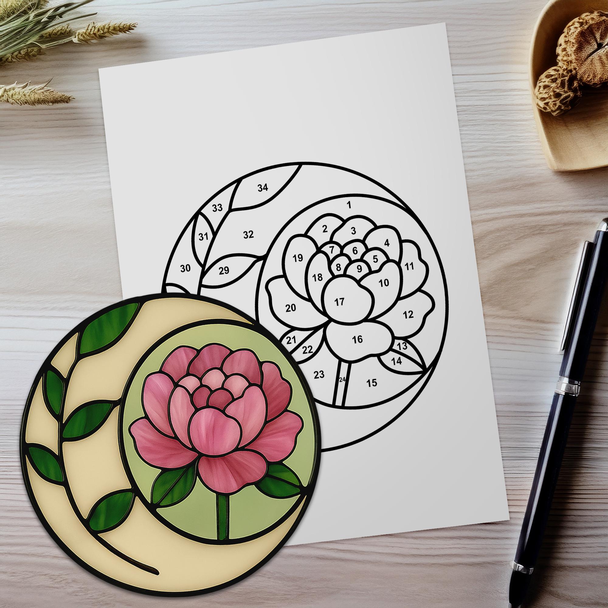 Flower and Moon Stained Glass Pattern, Flower and Moon Stained Glass ...