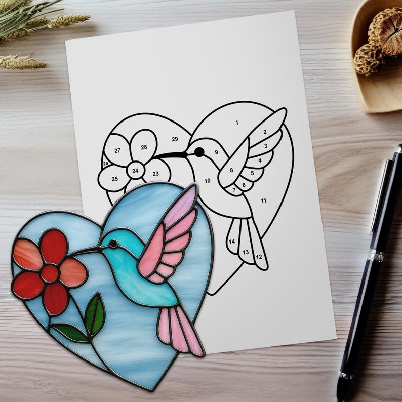 Hummingbird Stained Glass Pattern, Hummingbird Stained Glass Template ...