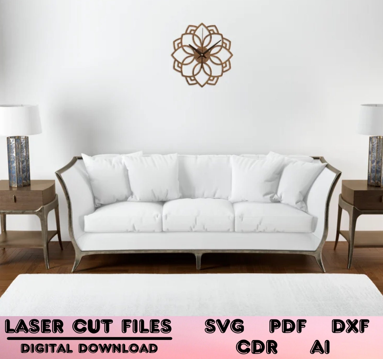 Flower Wall Clock Svg Flower Wall Clock Pdf Flower Clock - Etsy