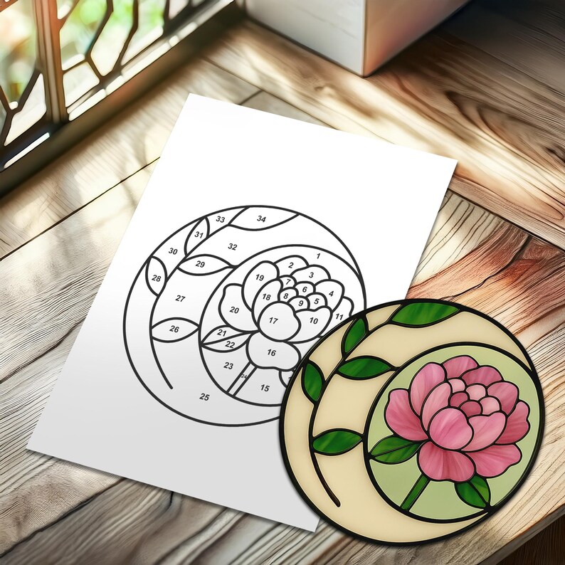 Flower and Moon Stained Glass Pattern, Flower and Moon Stained Glass ...