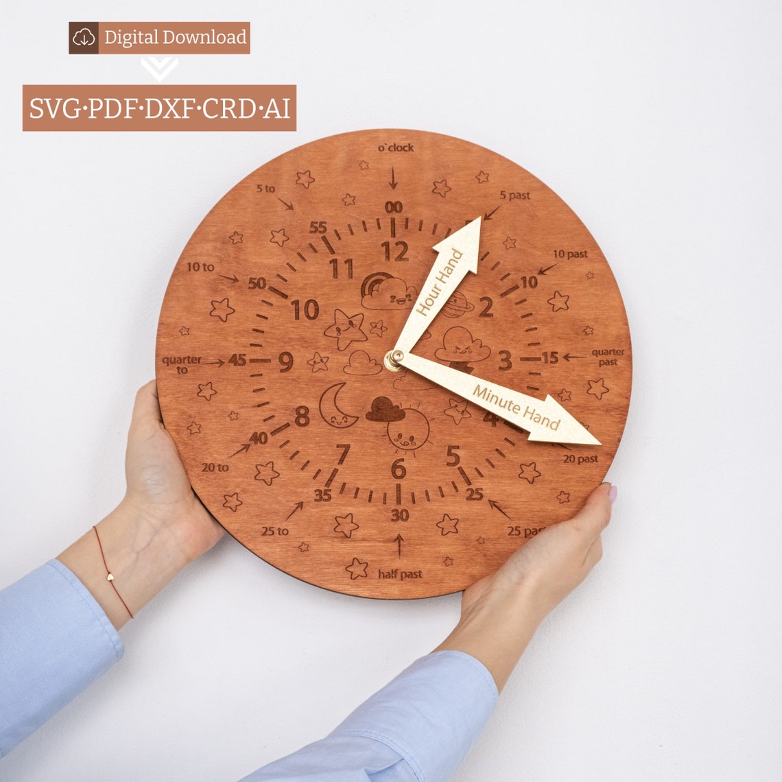 Kids Clock Learning Laser Cut, Kids Clock Learning Svg, Clock Learning ...