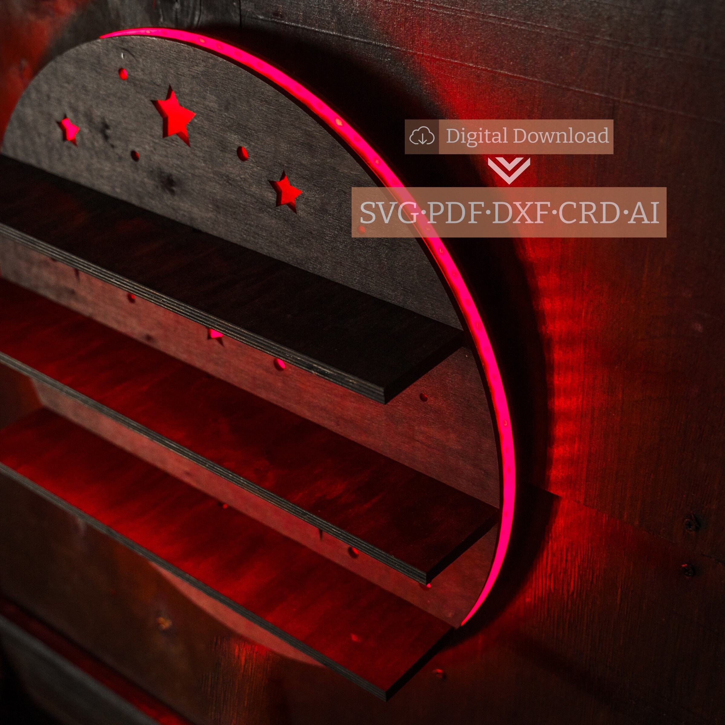 Wooden Moon Shelf Svg Wooden Moon Shelf Pdf Wooden Star - Etsy