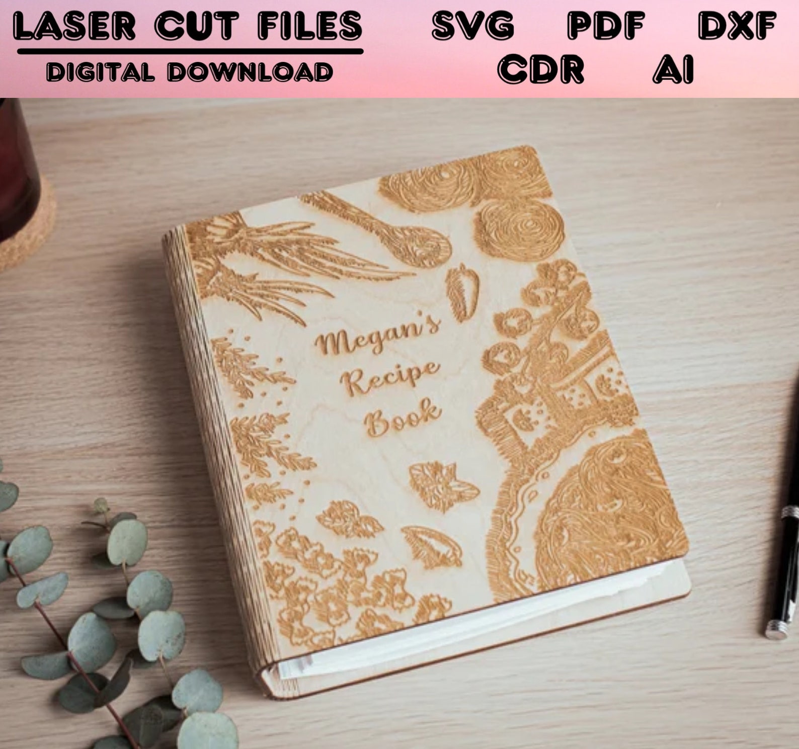 Recipe Book Svg, Recipe Book Pdf, Food Journal Svg, Food Journal Pdf ...