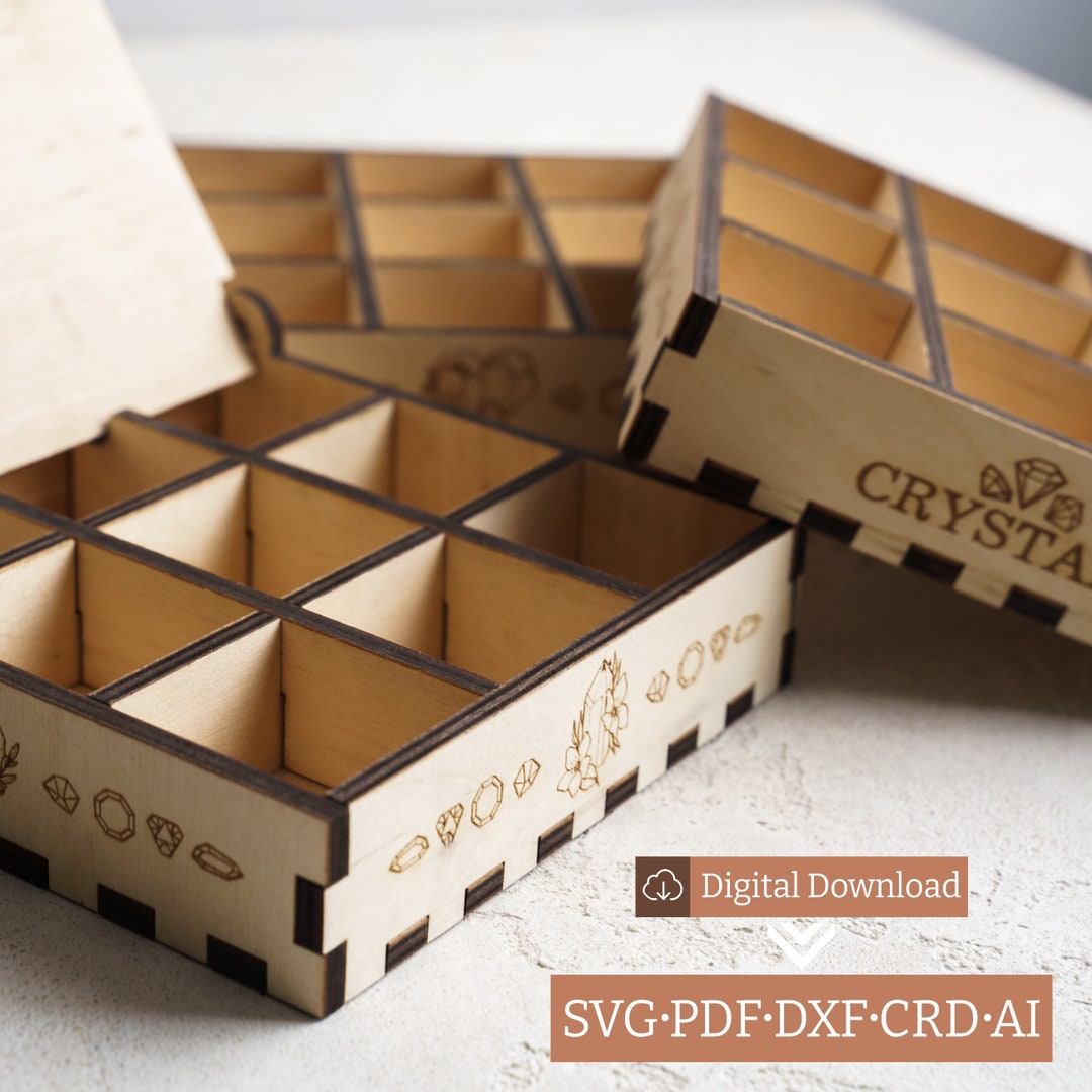 Crystal Box Laser Cut File, Crystal Stone Box Pattern, Crystal Box ...