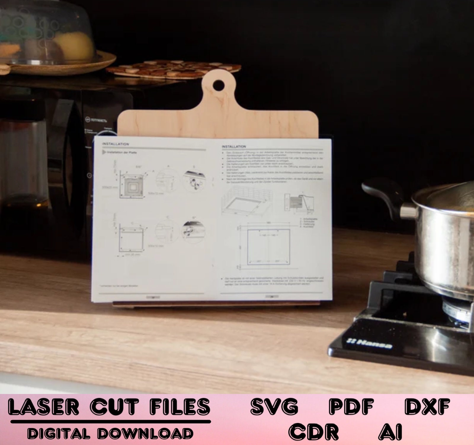 Cookbook Stand Svg, Cookbook Stand Pdf, Cookbook Holder Svg, Cookbook ...