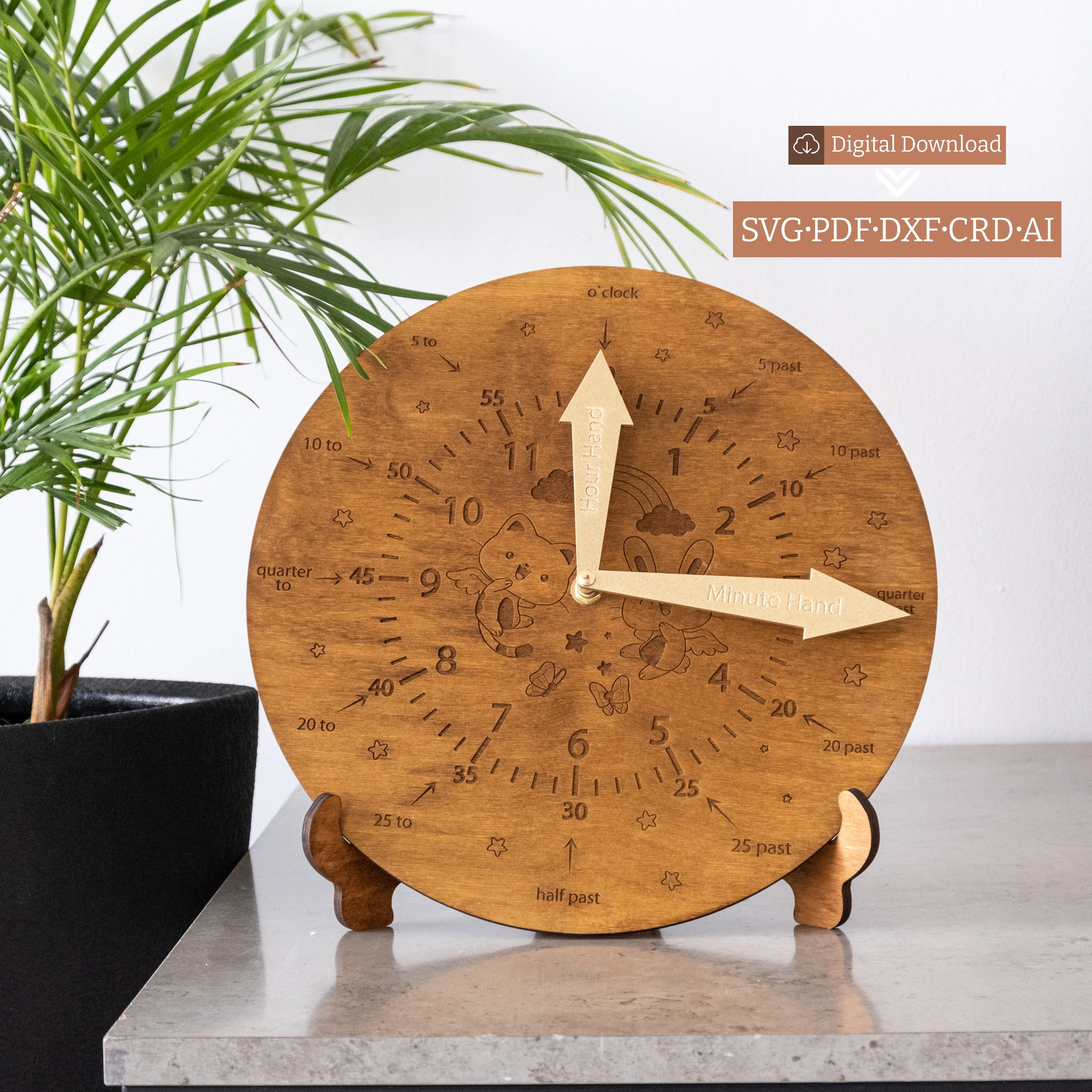 Kids Clock Learning Laser Cut, Kids Clock Learning Svg, Clock Learning ...