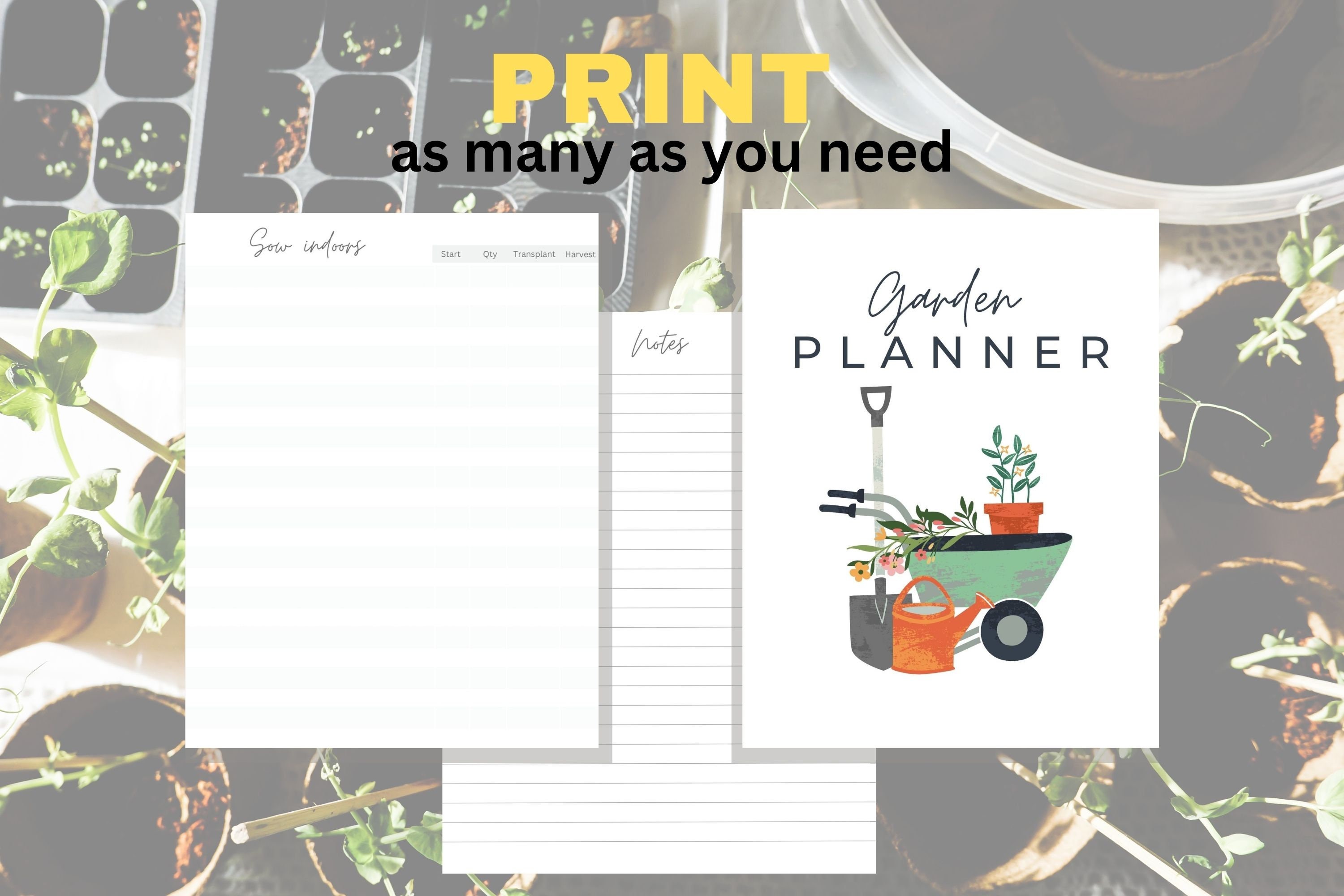 Printable Garden Planner: Flower & Vegetable Garden Template (digital ...