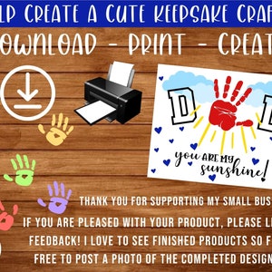 You Are My Sunshine Handprint Craft Printable Hand Print Keepsake Kids ...