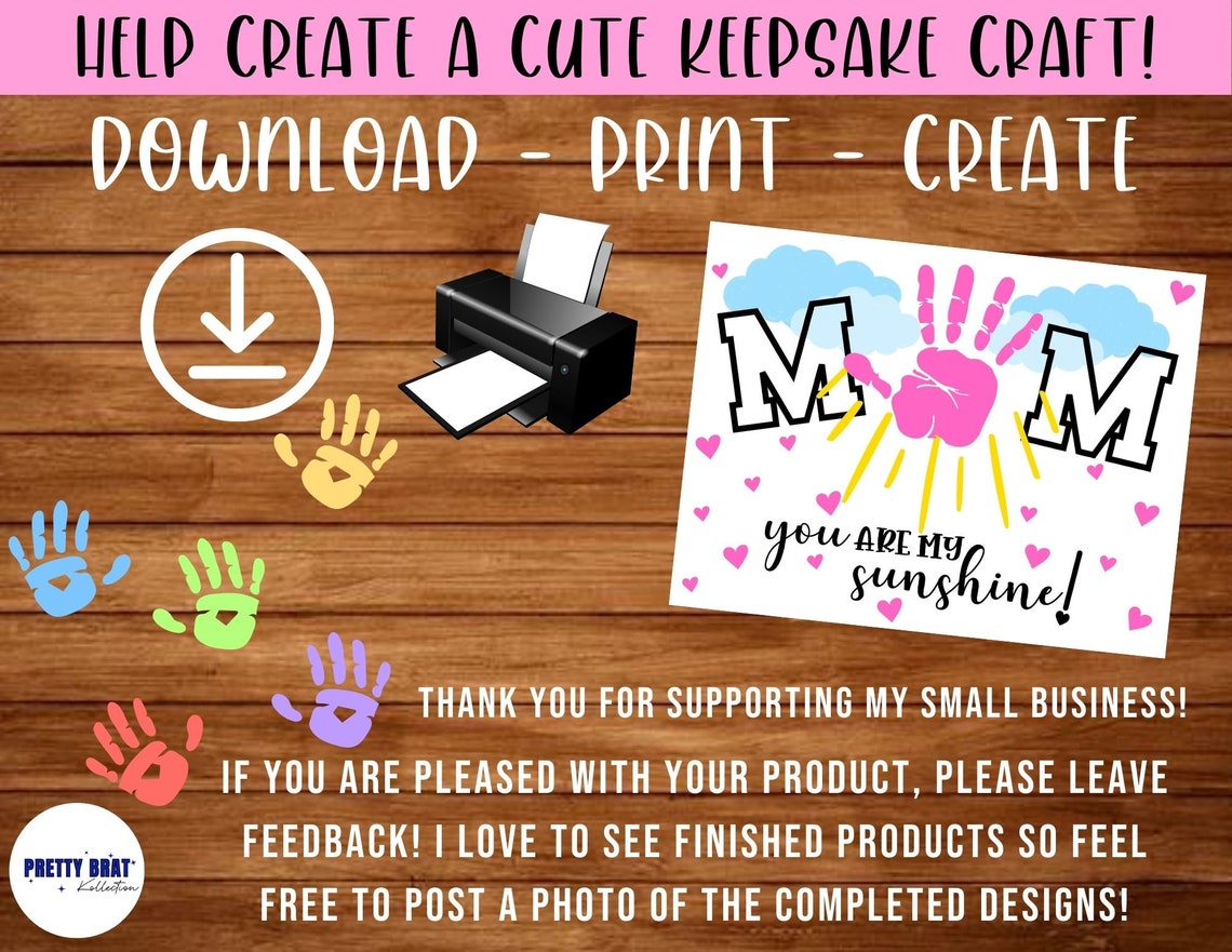 You Are My Sunshine Handprint Craft Printable Hand Print Keepsake Kids ...
