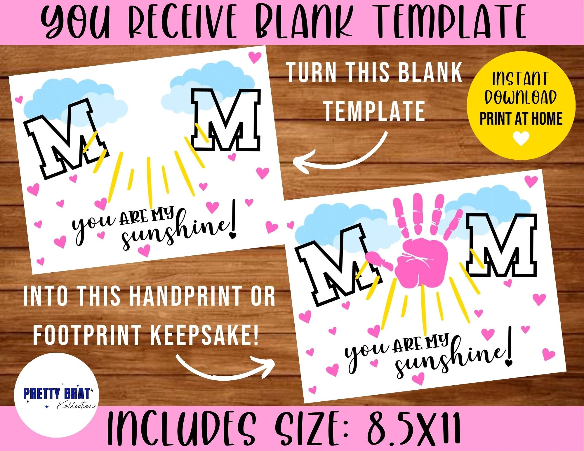 You Are My Sunshine Handprint Craft Printable Hand Print Keepsake Kids ...