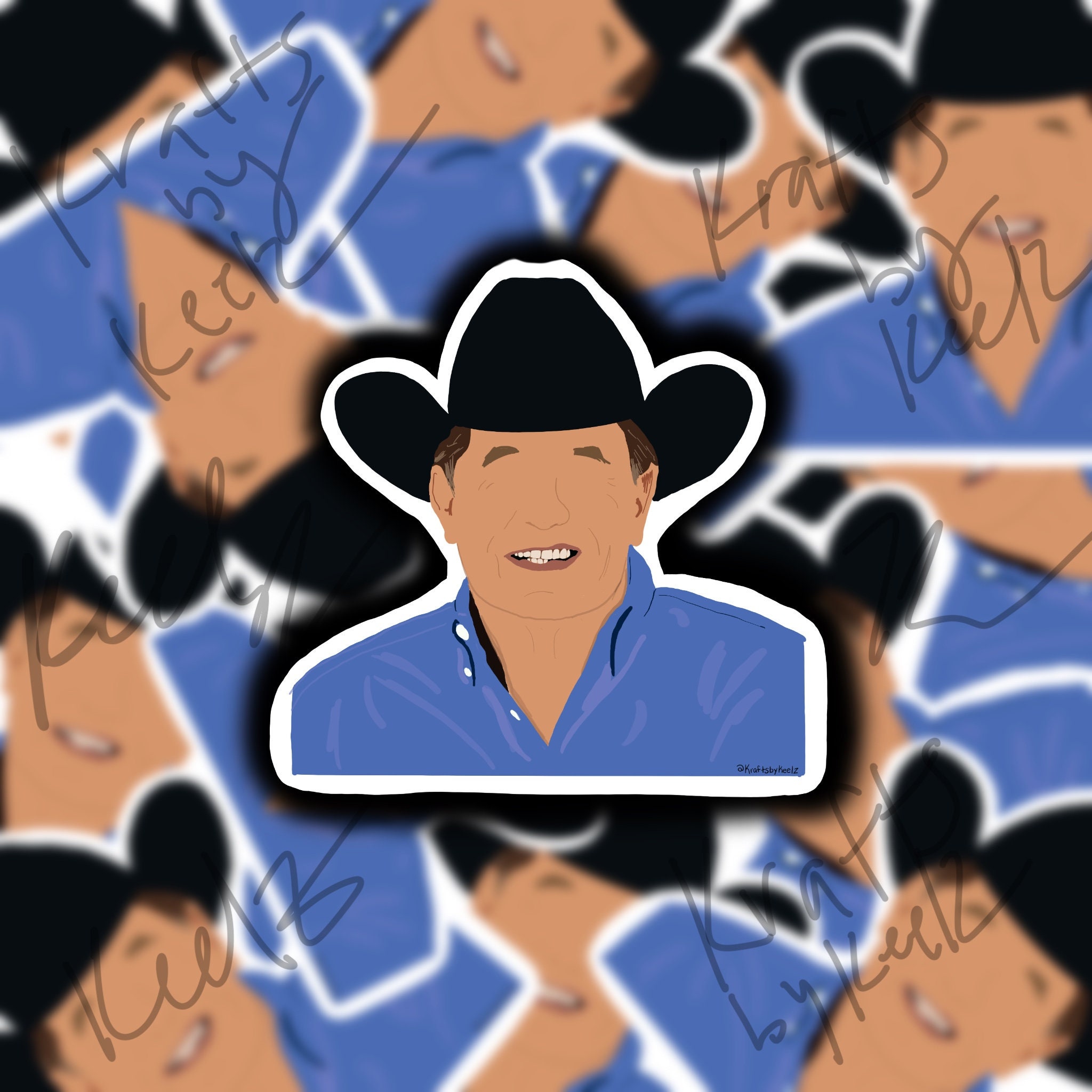 George Strait Sticker / Handrawn Sticker / Texas Sticker / | Etsy