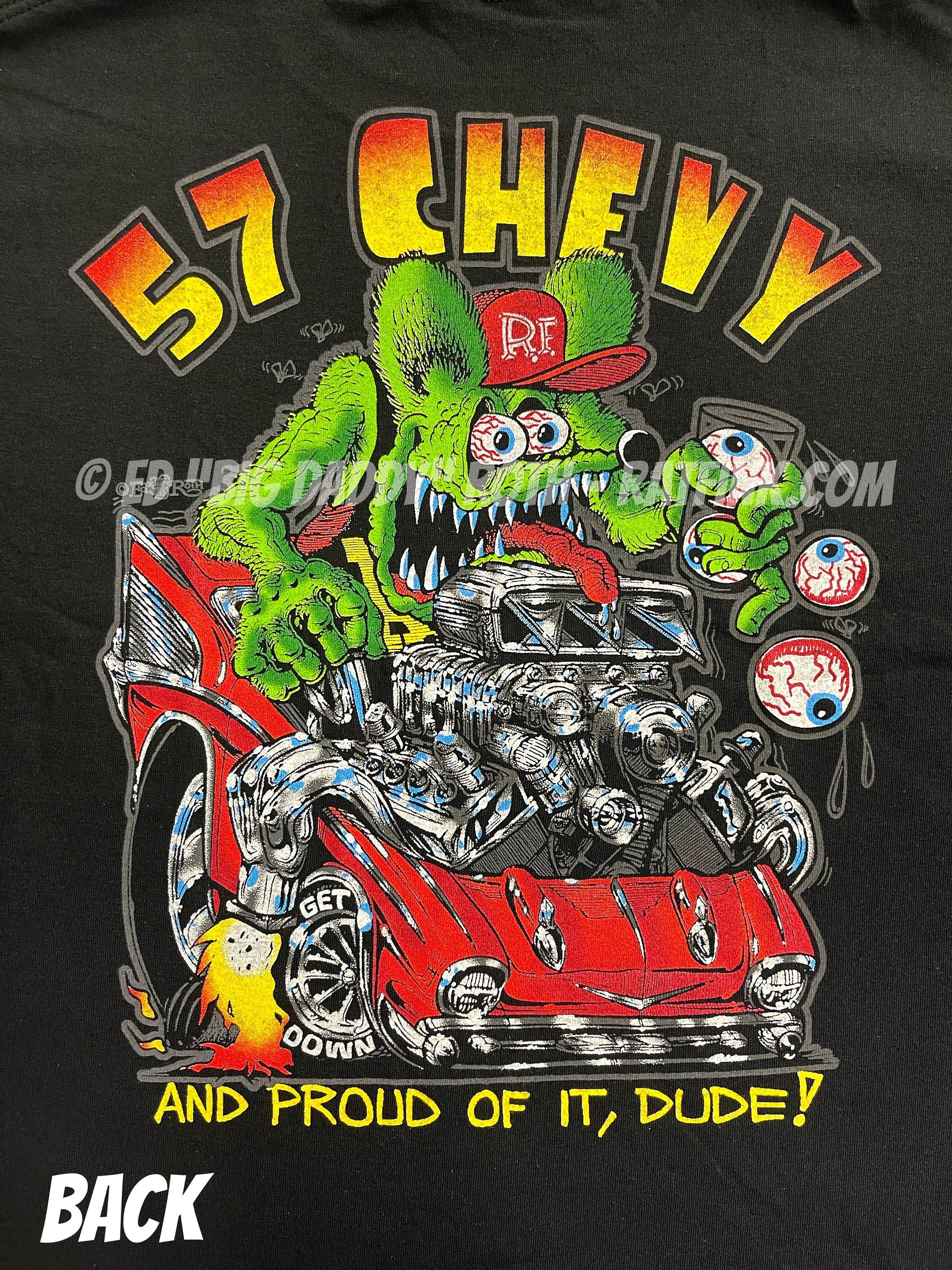 Official Rat Fink 57 Chevy T-shirt Ed Big Daddy Roth Men's Official Rat Fink 57 Chevy T-shirt Ed Big Daddy Roth Men's