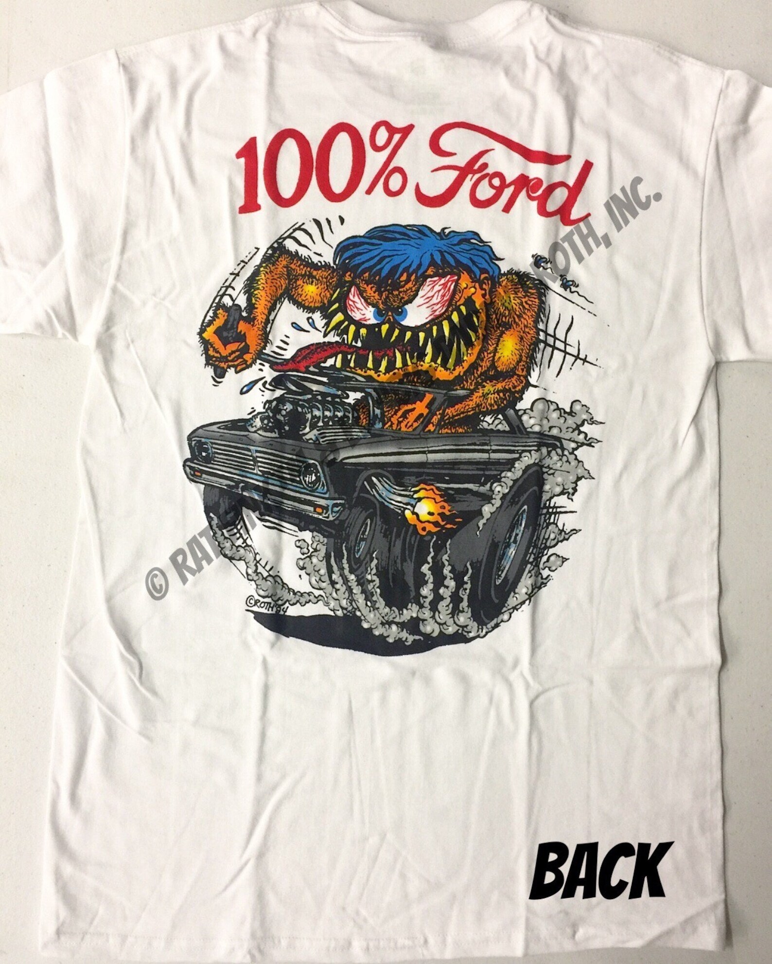 Official Rat Fink 100% Ford T-shirt Ed Big Daddy Roth Men's White Tee ...