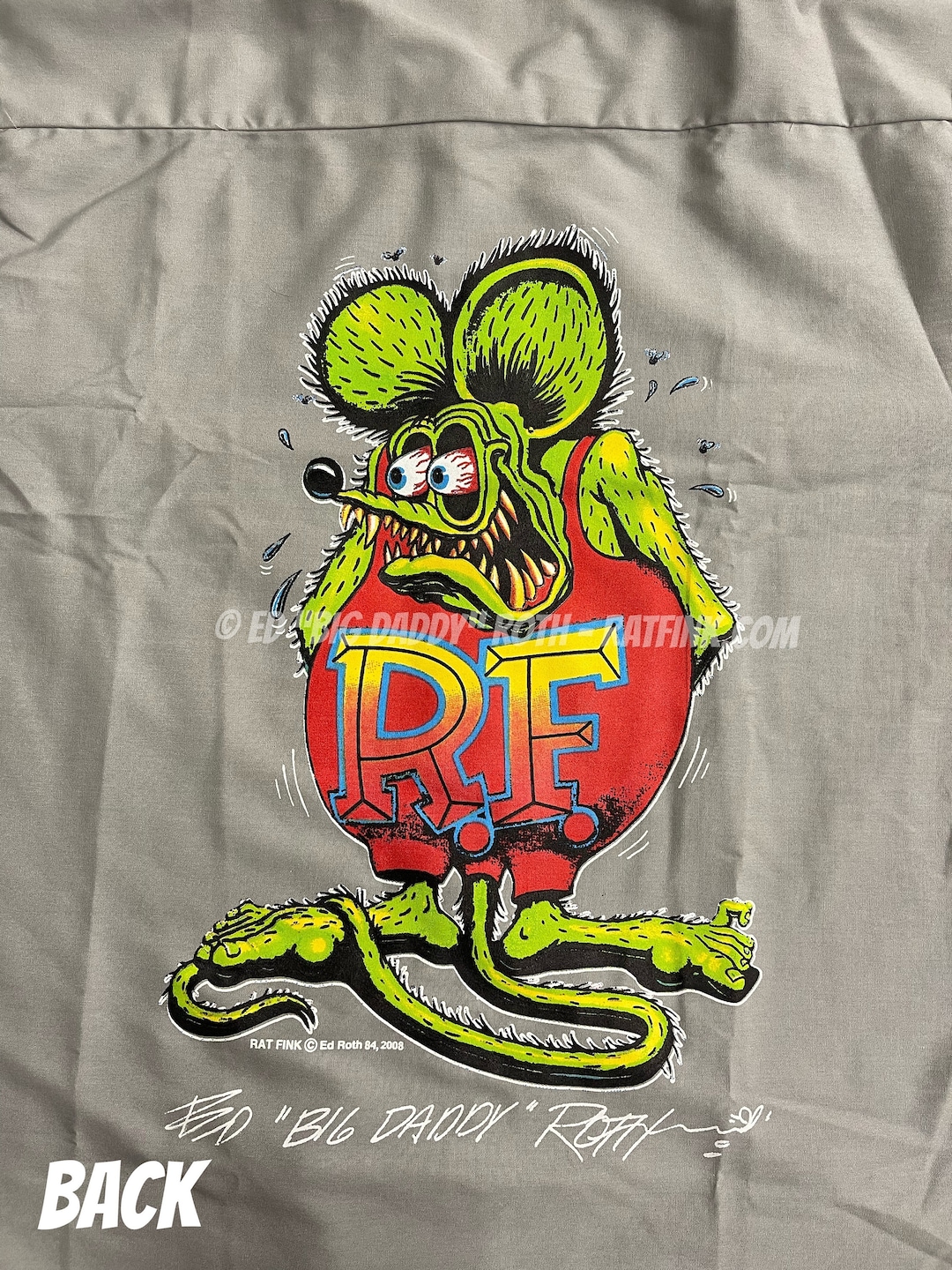 Official Rat Fink Signature Short Sleeve Work Shirt Men's Gray Dickie's ...