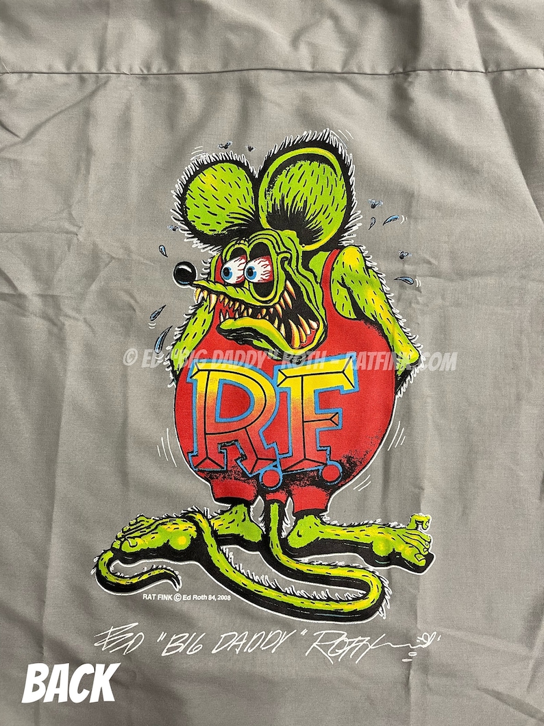 Official Rat Fink Signature Short Sleeve Work Shirt Men's Gray Dickie's ...