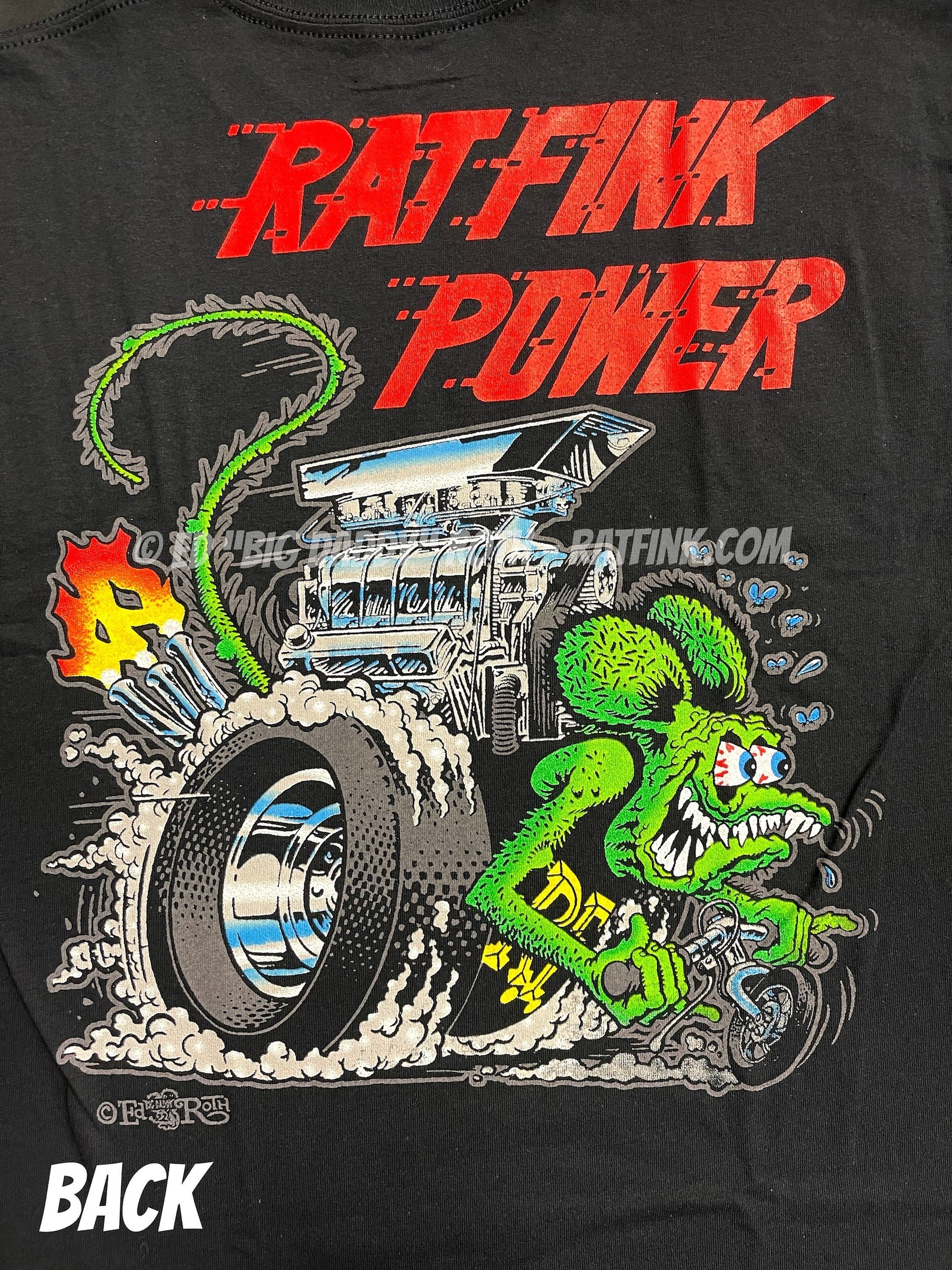 Official Rat Fink Rat Fink Power T-shirt Ed Big Daddy Roth Men's Black ...