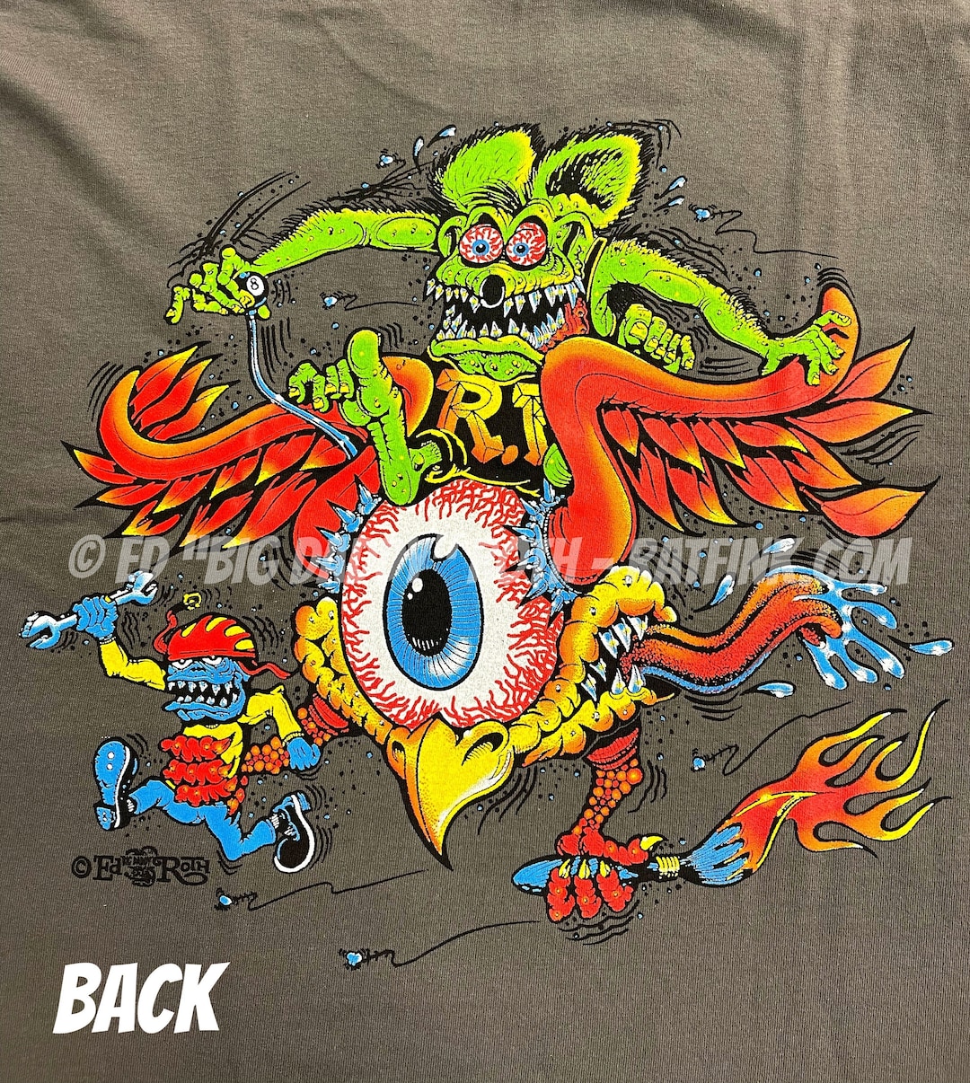 Official Rat Fink Flying Eyeball T-shirt Ed Big Daddy Roth Men's ...