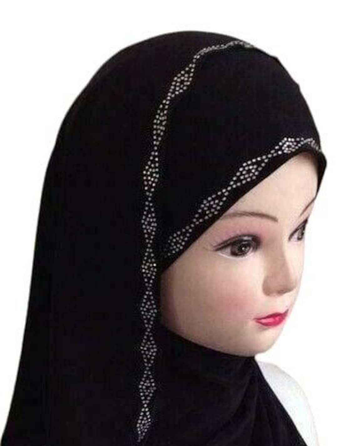 Pull on Instant 1pc Quality Fancy Beaded Kuwaiti Islamic Shawl Scarf ...