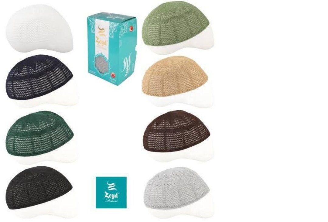 2 X Knitted Men Skull Cap Islamic Prayer Hat Topi Kufi Head Wear Price ...