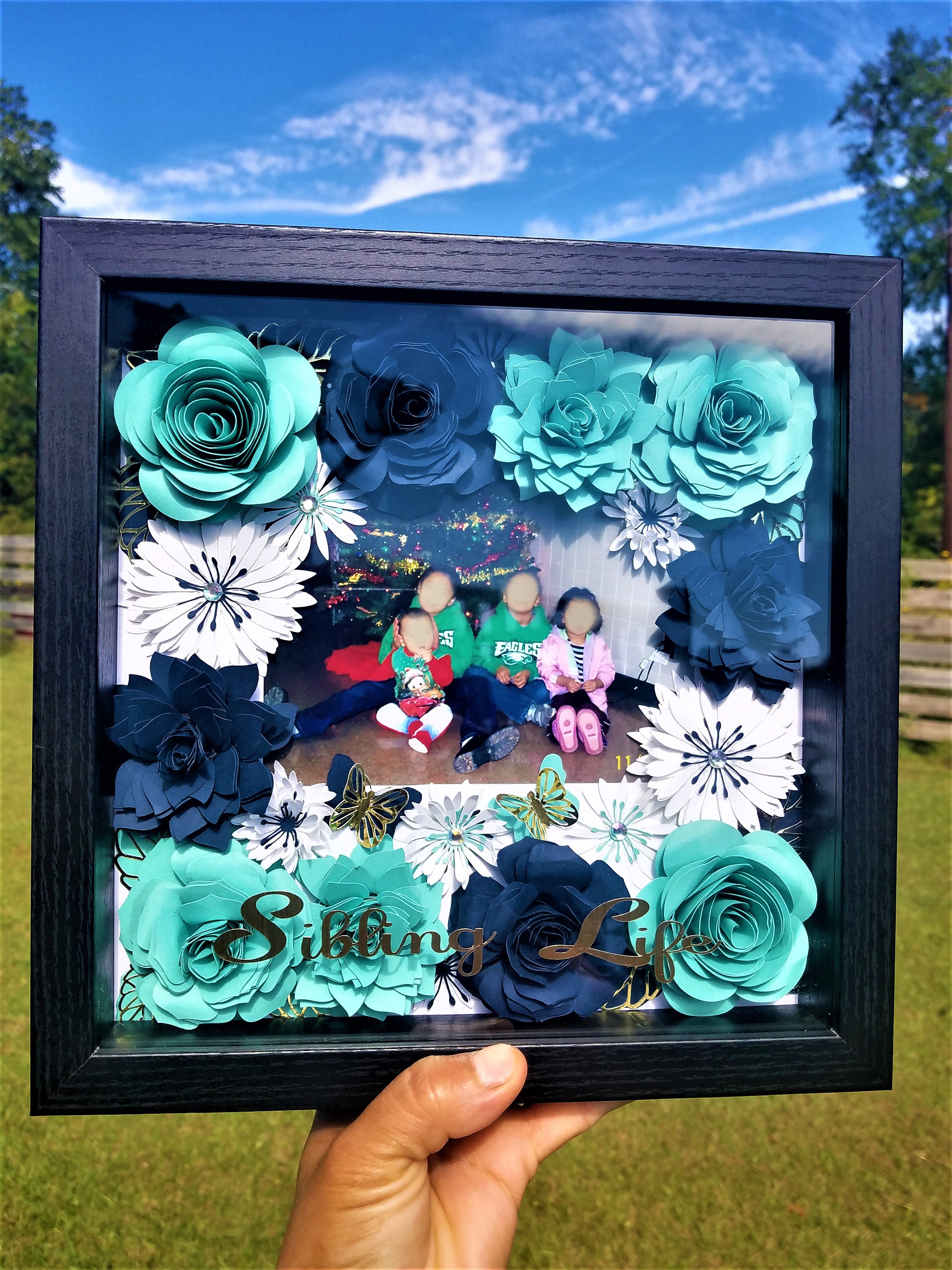 Paper Flower Shadow Box/ Paper Flower Photo Frame/ Paper - Etsy