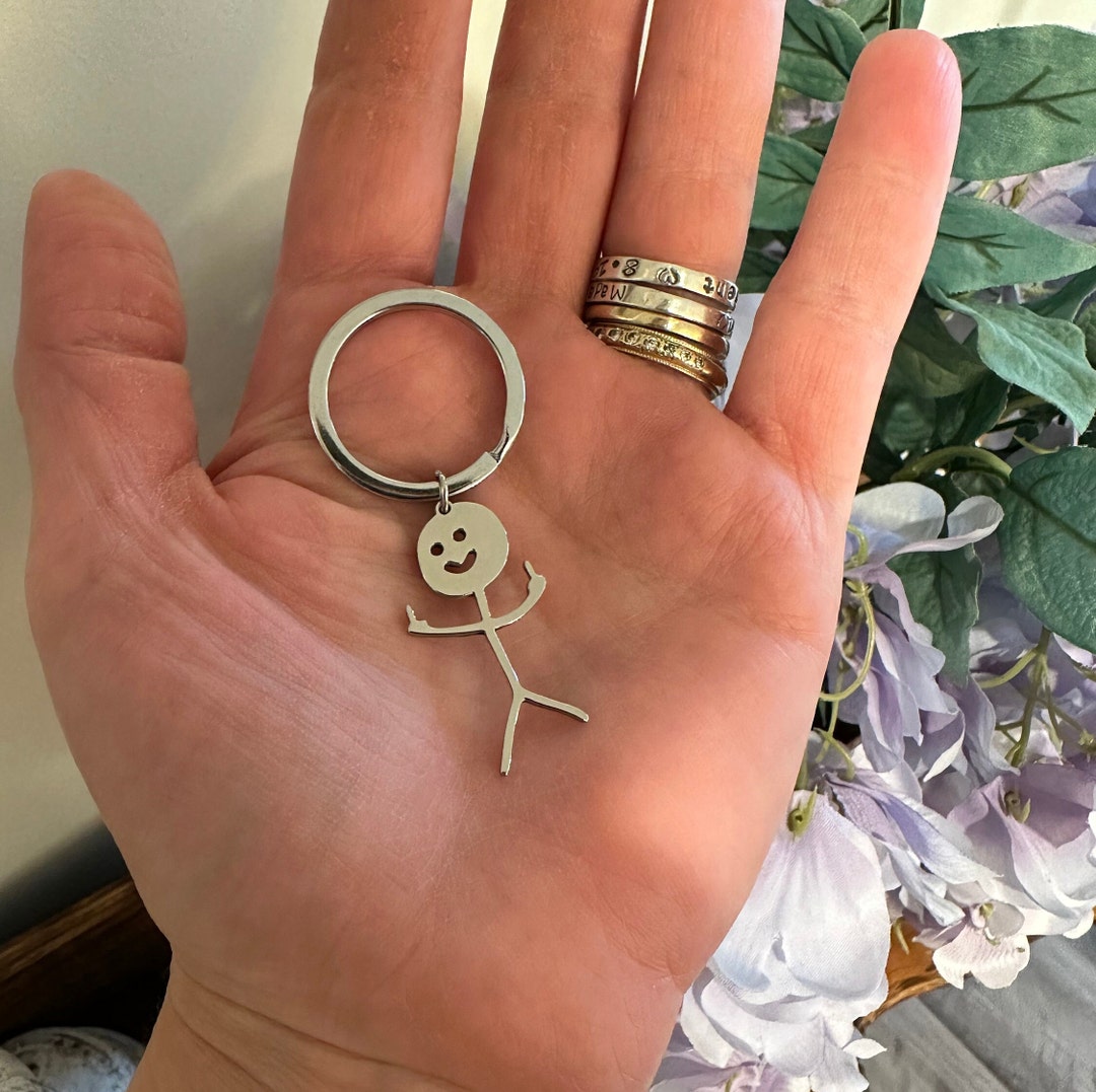 Funny Stainless Steel Middle Finger Keychain: Gag Gift - Etsy
